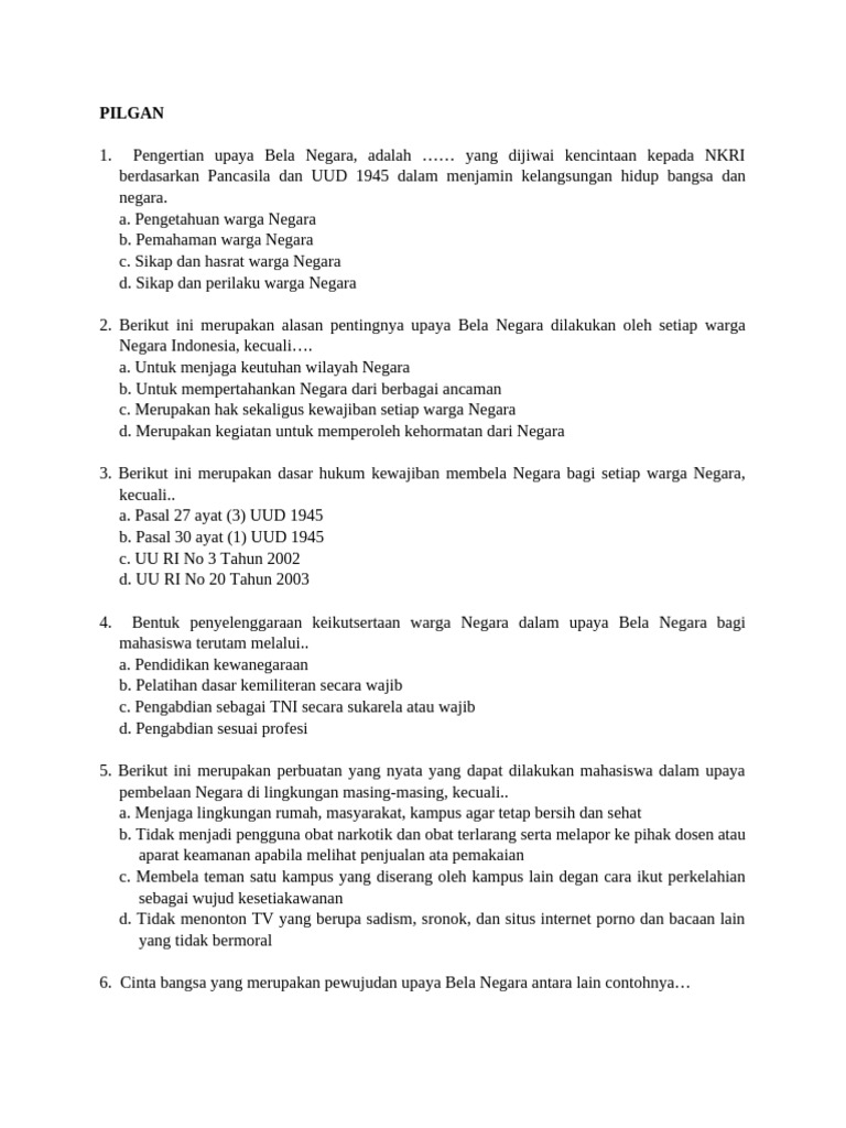 Soal Bela Negara | PDF