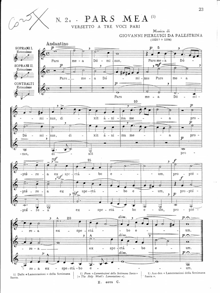 Pars Mea (Palestrina) | PDF
