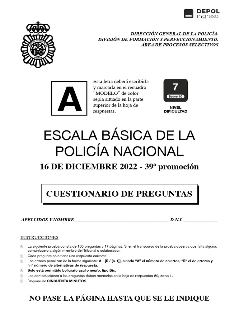 SIMULACRO GENERAL 36 DEPOL Ingreso 2022 | PDF