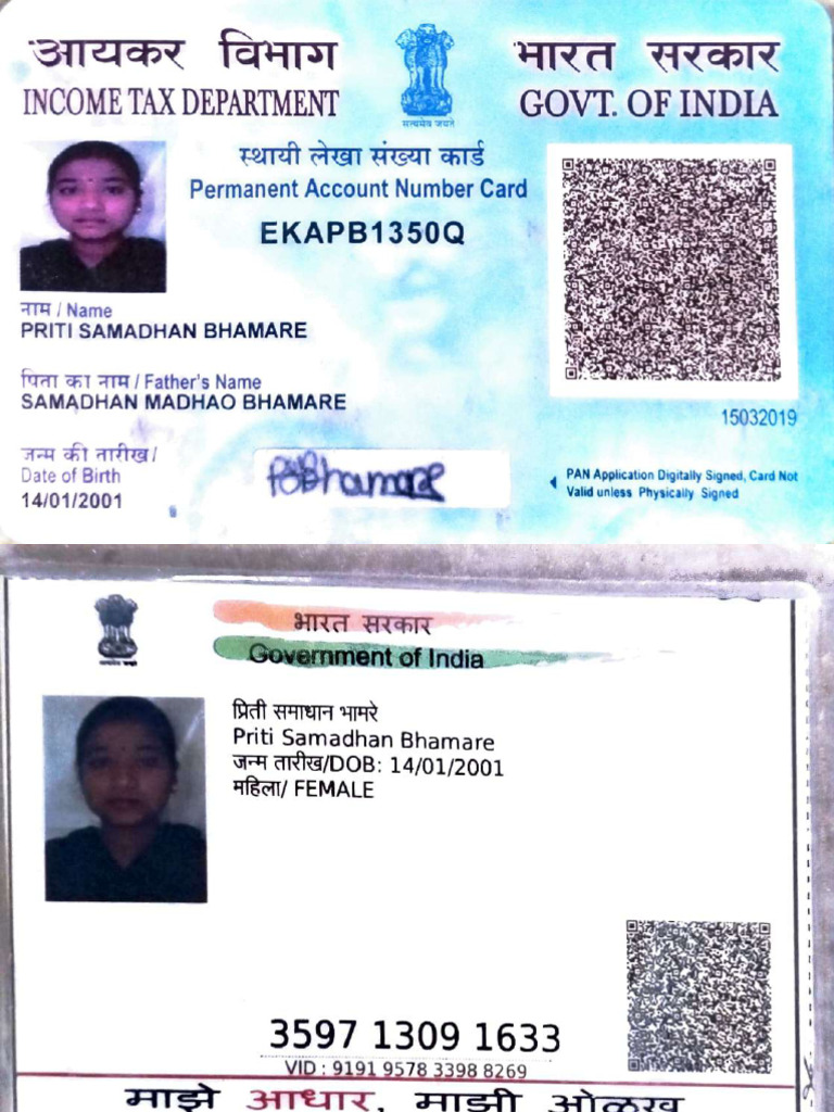 Adhar Pan Card Priti Bhamare - Compressed | PDF