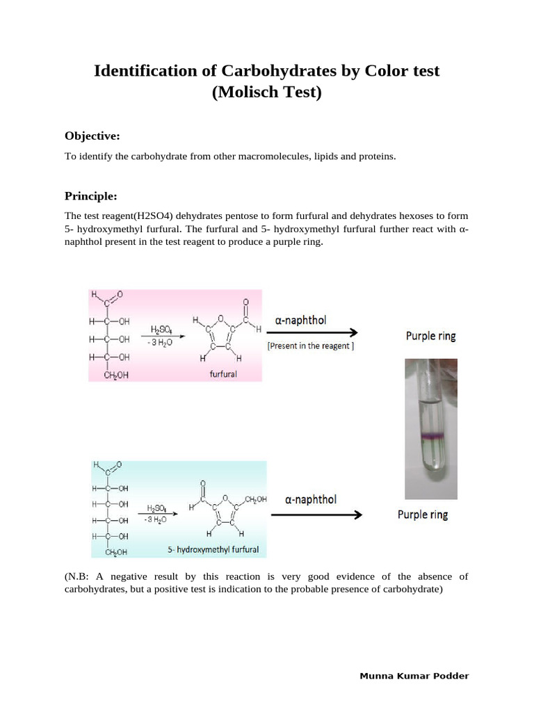 Identification of Carbohydrates by Color Test | PDF | Science & Mathematics