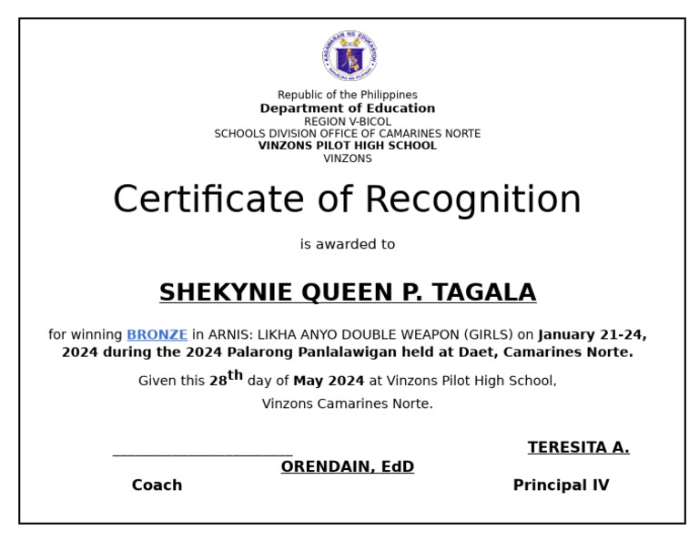 2024-Certificate-Template-Special-Recognition SHEKYNIE LIKHA ANYO | PDF