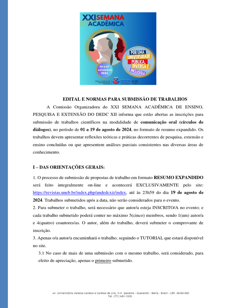 Edital 2024 Trabalhos Academicos 1 | PDF
