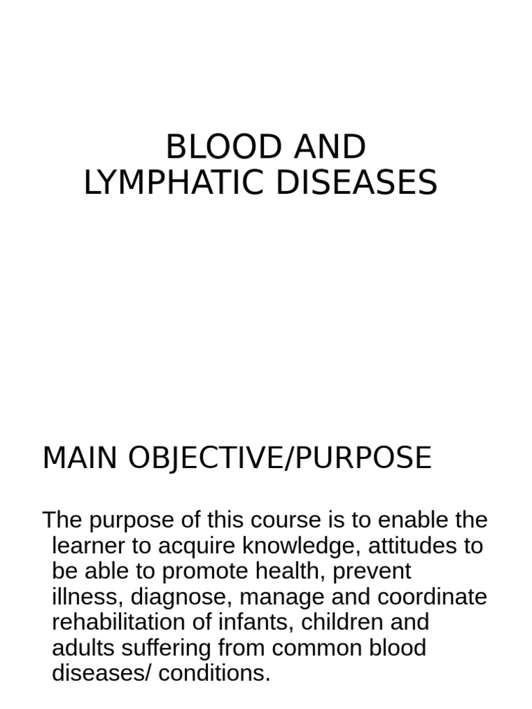 Blood and Lymphatic Diseases | PDF