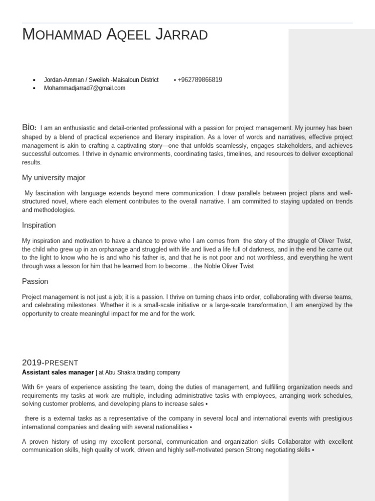 Mohammad Aqeel Jarrad CV 2024 | PDF