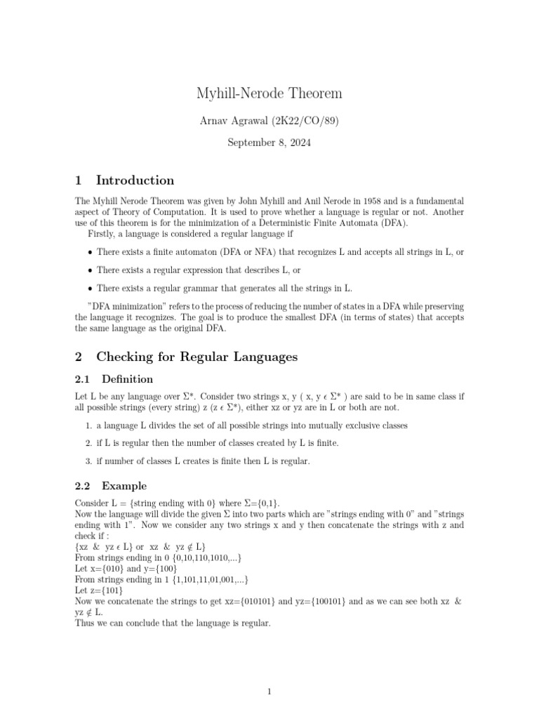 Myhill Nerode | PDF | Metalogic | Formalism (Deductive)