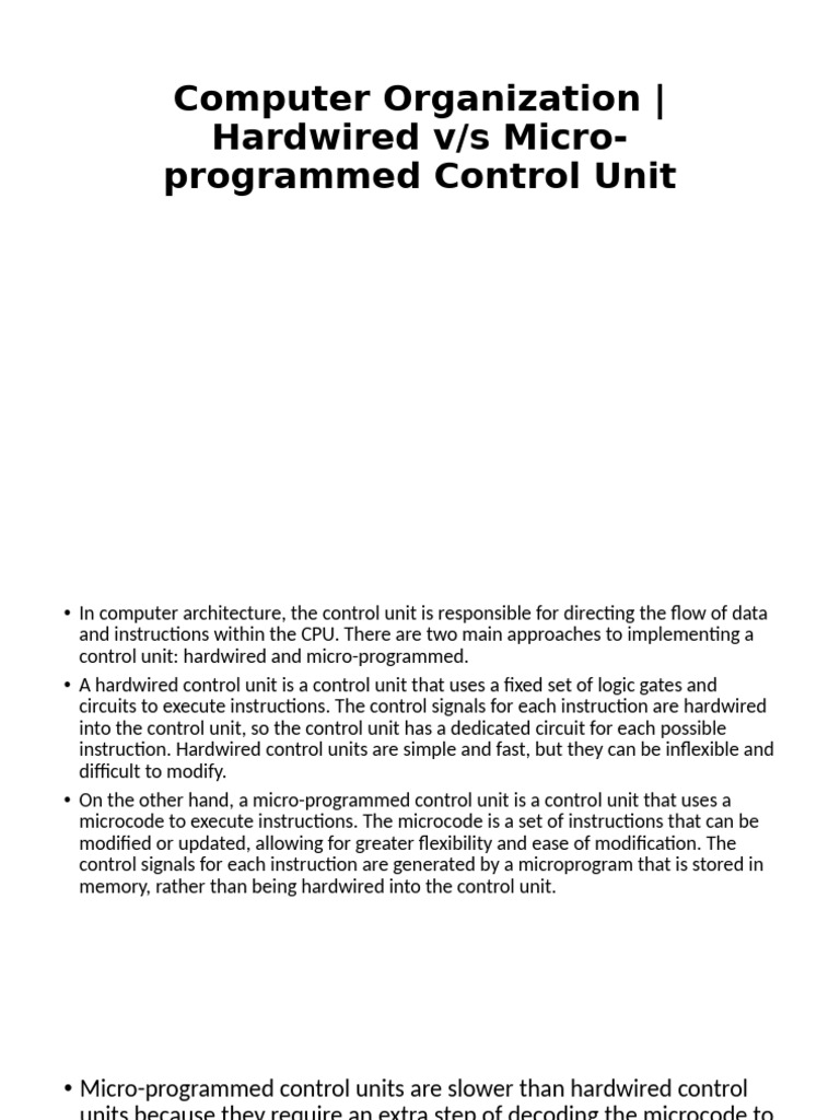 Hardwired and Microprogramned Control | PDF