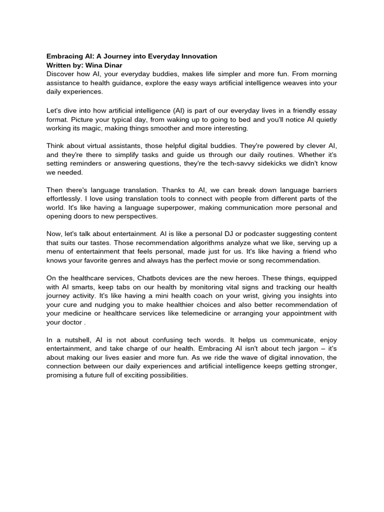 Embracing AI_ a Journey Into Everyday Innovation (1) | PDF