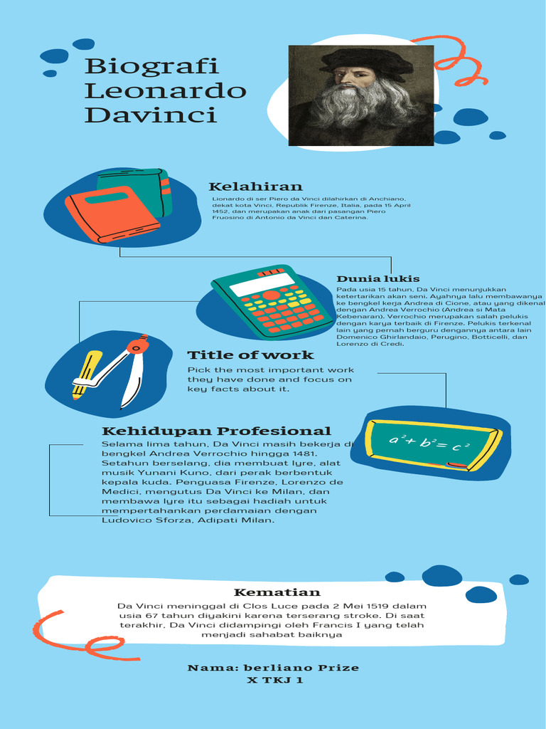 Blue Green and Orange Hand Drawn Process and Biography Infographic ...