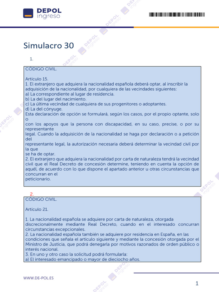 Retroalimentaciones Simulacro General 30 Depol Ingreso 2022 | PDF