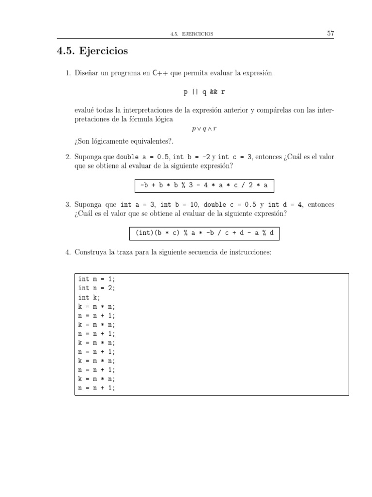 Ejercicios Tipos De Datos Y Operadores Pdf