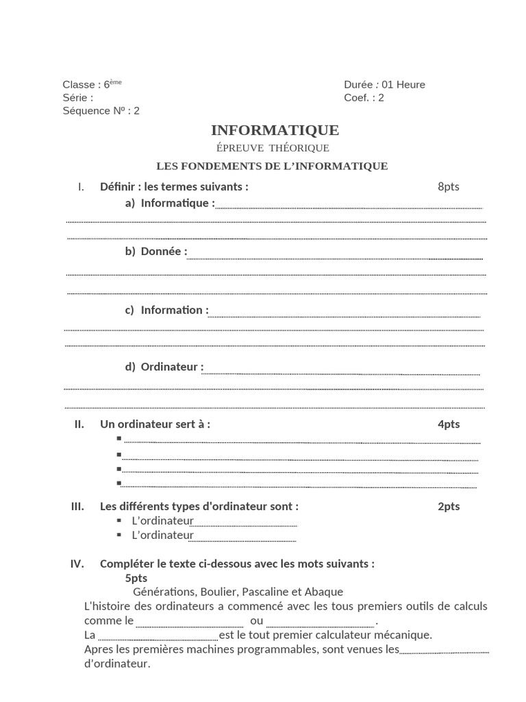 2eme Sequence 6eme | PDF