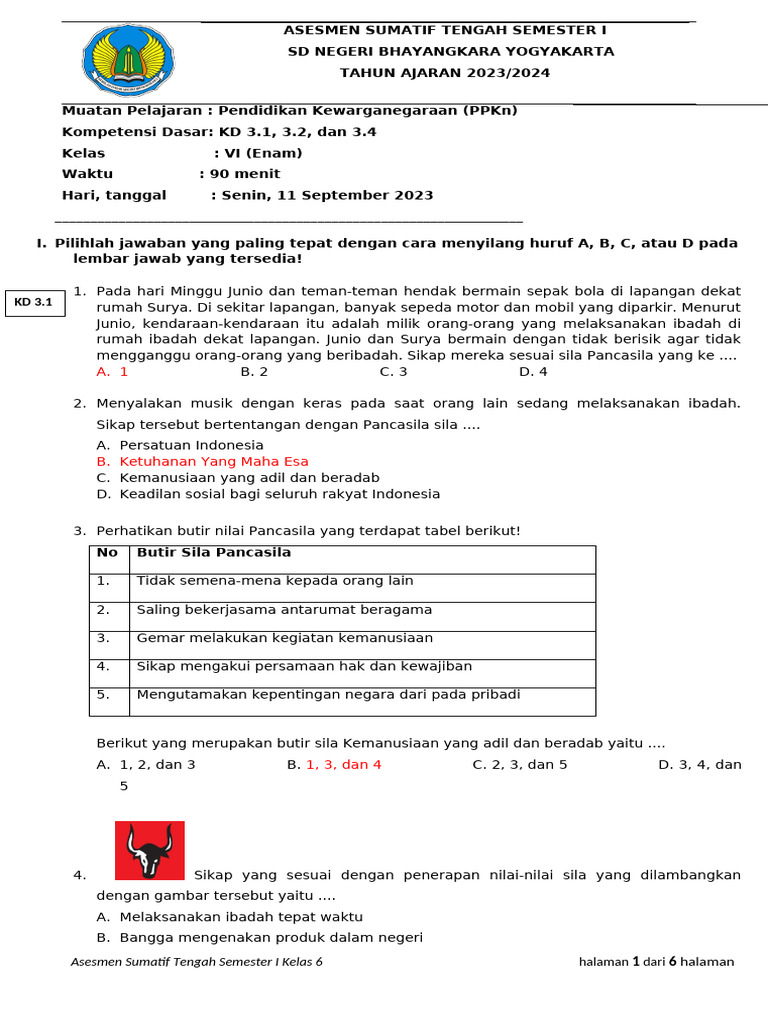 PTS PPKN & Pembahasan | PDF
