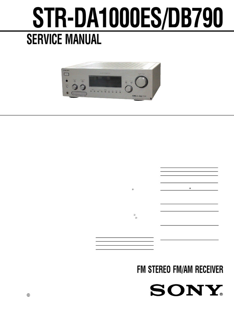 Sony str-db790 Da1000es Ver1.0 | PDF