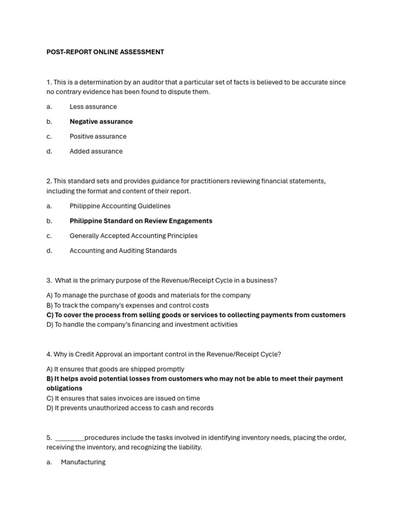 Post-Report Online Assessment Guide | PDF | Audit | Bribery