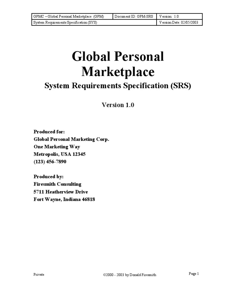 System Requirements Specification Example | PDF | Specification ...