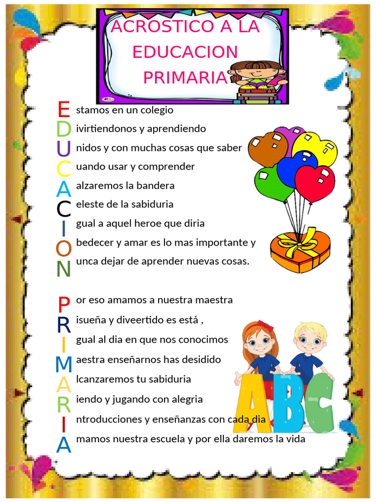 Acrostico Educacion Primaria | PDF