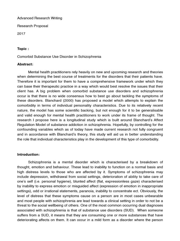 Research Proposal On Comorbid Substance | PDF | Mental Disorder ...