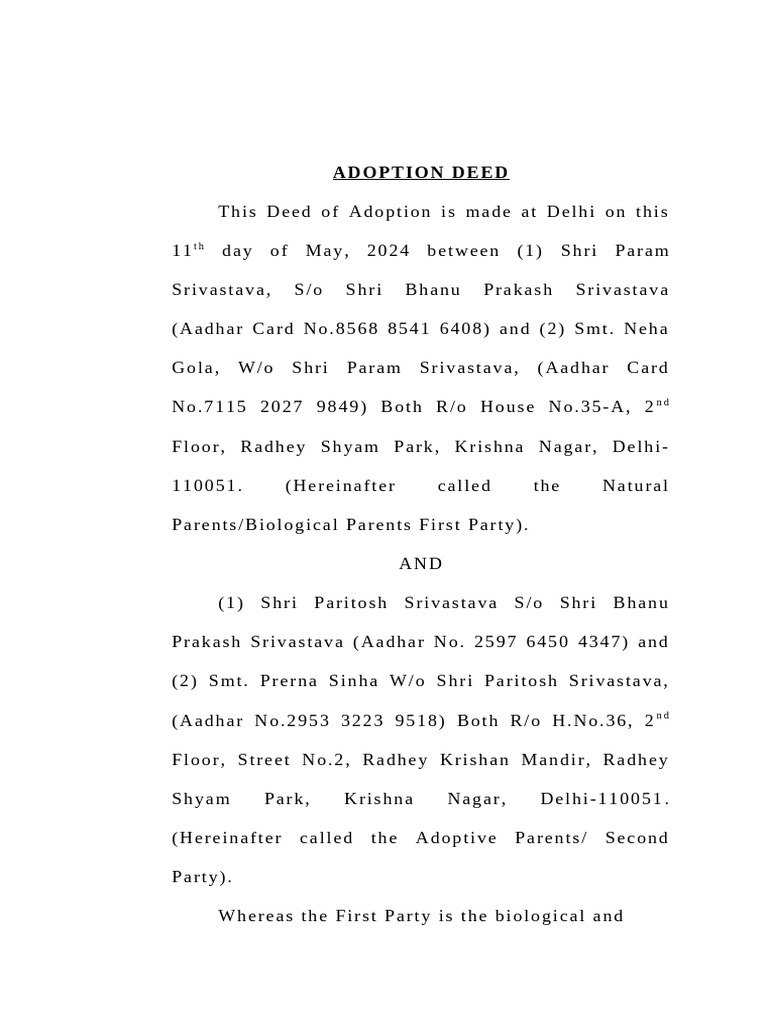 Adoption Deed 10-05-2024 | PDF
