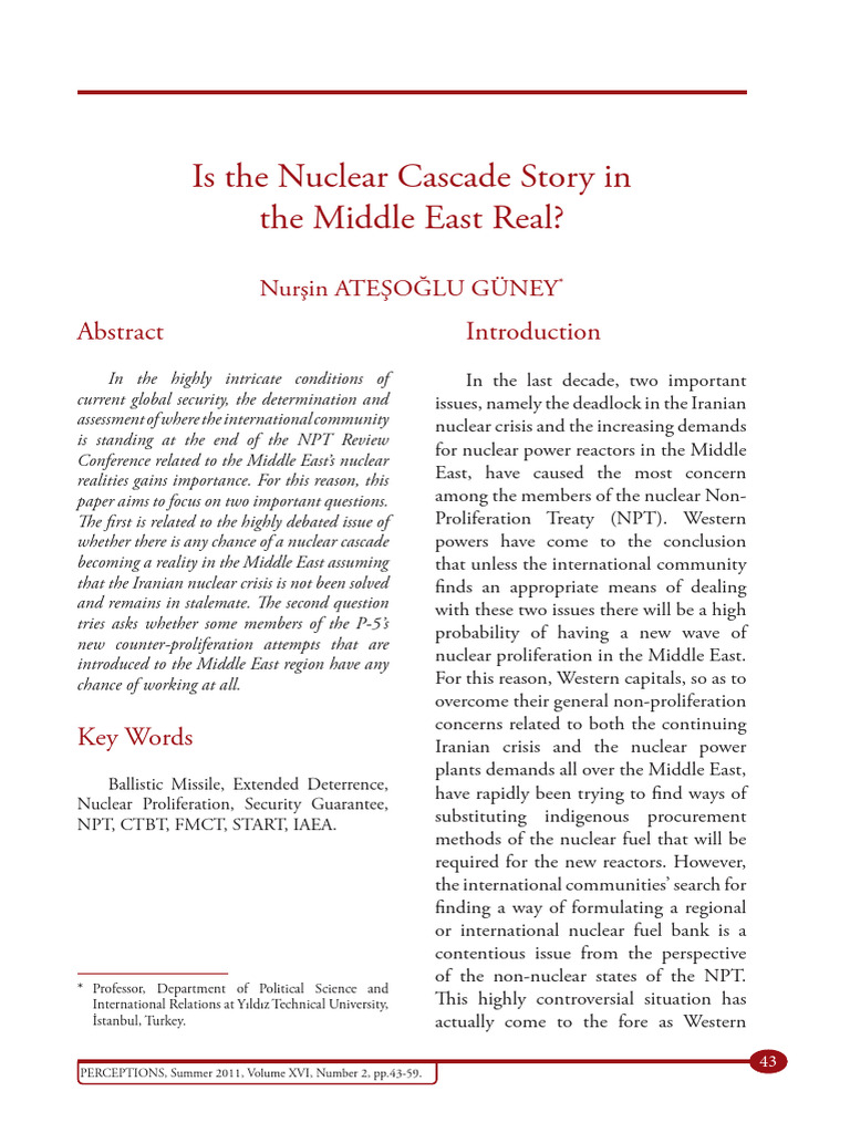 Is The Nuclear Cascade Story in Middleeast Real | PDF | Treaty On The ...