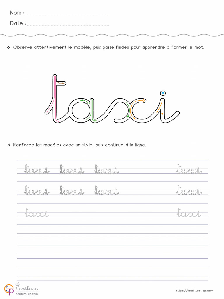 25 Ecriture Cursive Maternelle Gs Copie Debut D Annee CP Taxi | PDF