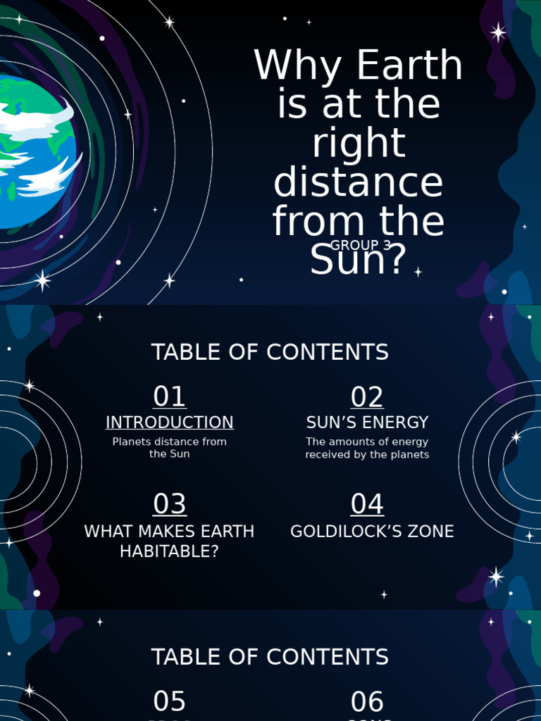 Why Earth Is at The Right Distance From The Sun?: Group 3 | PDF ...