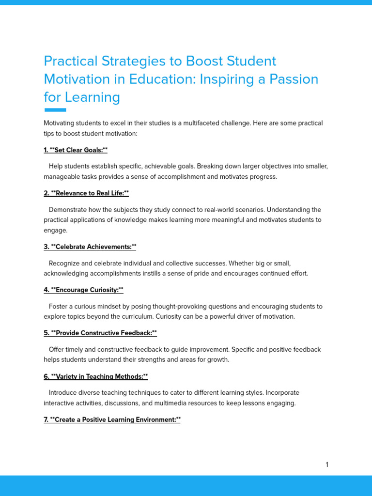 Boosting Student Motivation Strategies | PDF | Motivation | Career & Growth