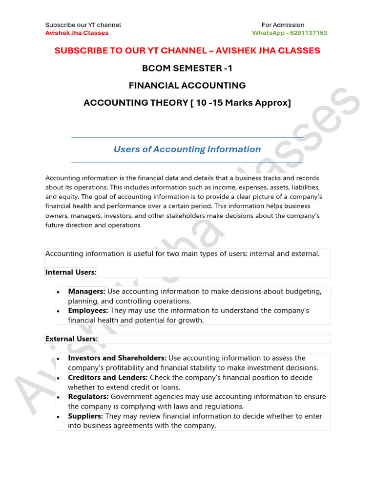 Accounting Theory Notes Sem 1 Pdf