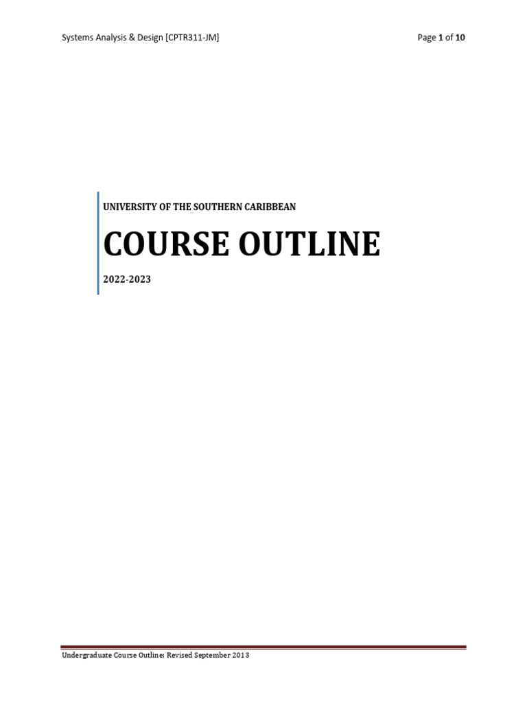 Systems Analysis & Design Course Outline | PDF | System | Software ...