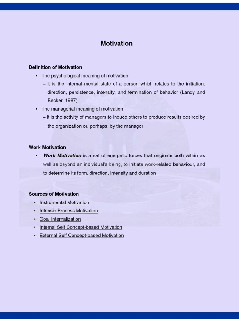 Definition of Motivation | PDF | Motivation | Motivational