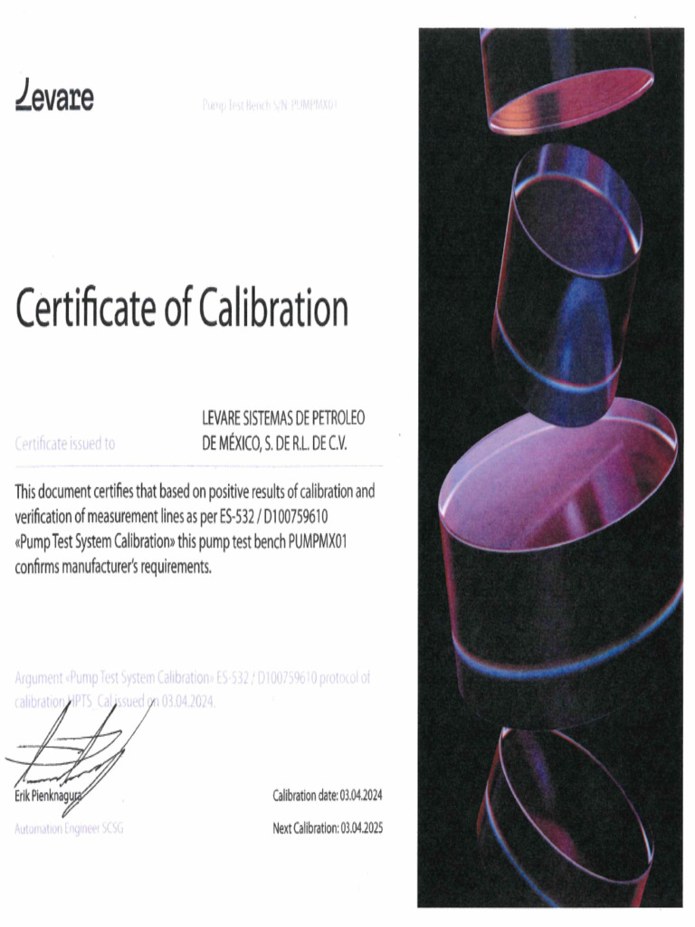 Certificate of Calibration | PDF