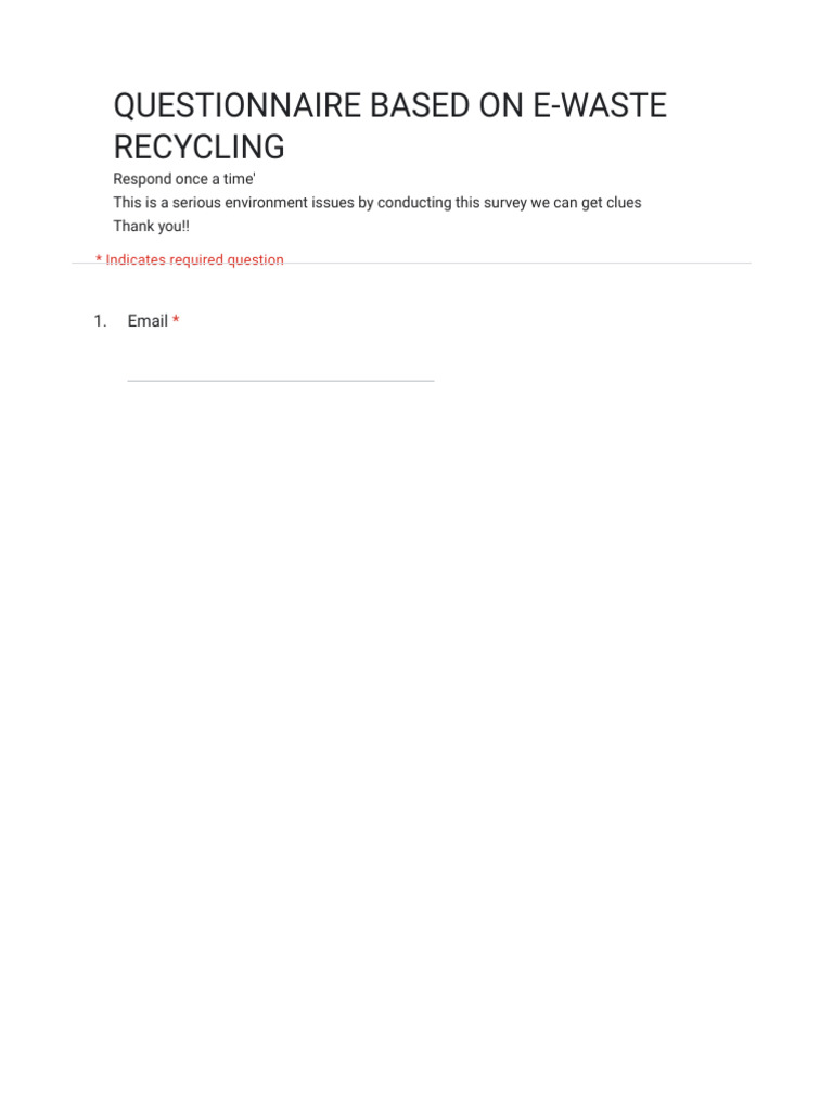 Questionnaire Based On E-Waste Recycling - Google Forms | PDF