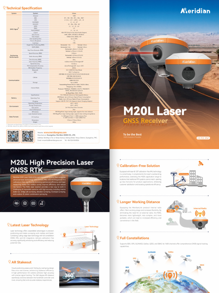 Meridian M20L GNSS Receiver Brochure 20240112 | PDF
