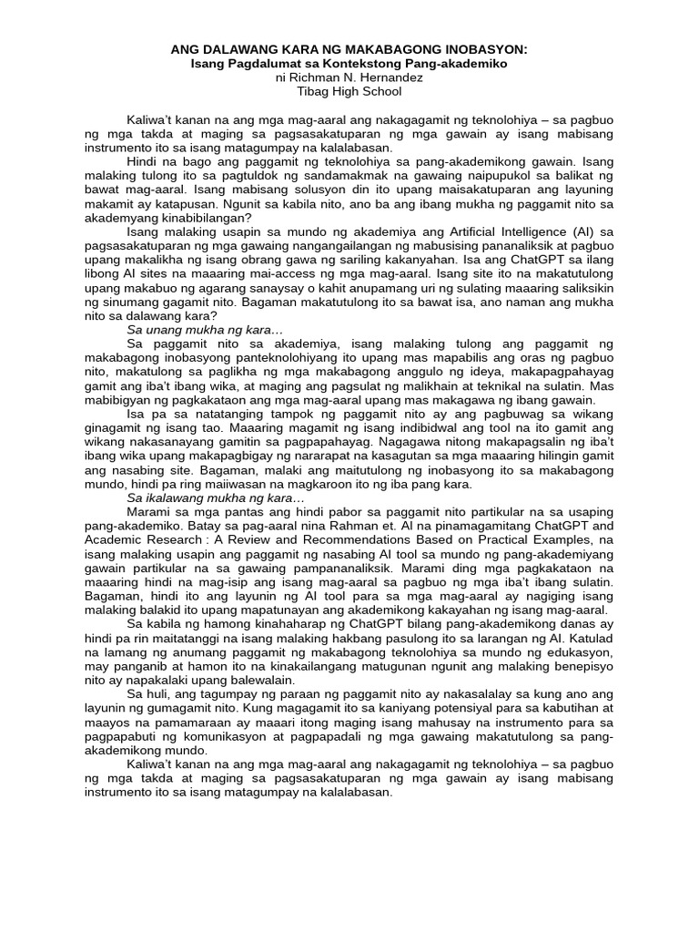 Ang Dalawang Kara NG Makabagong Inobasyon | PDF