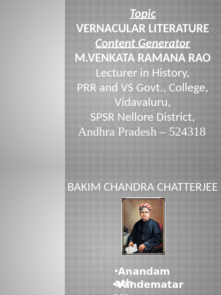 Vernacular Literature | PDF