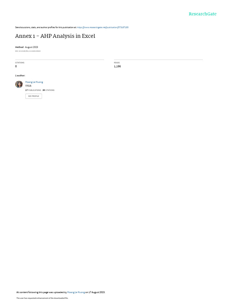 2 Annex1-AHPAnalysisinexcel | PDF