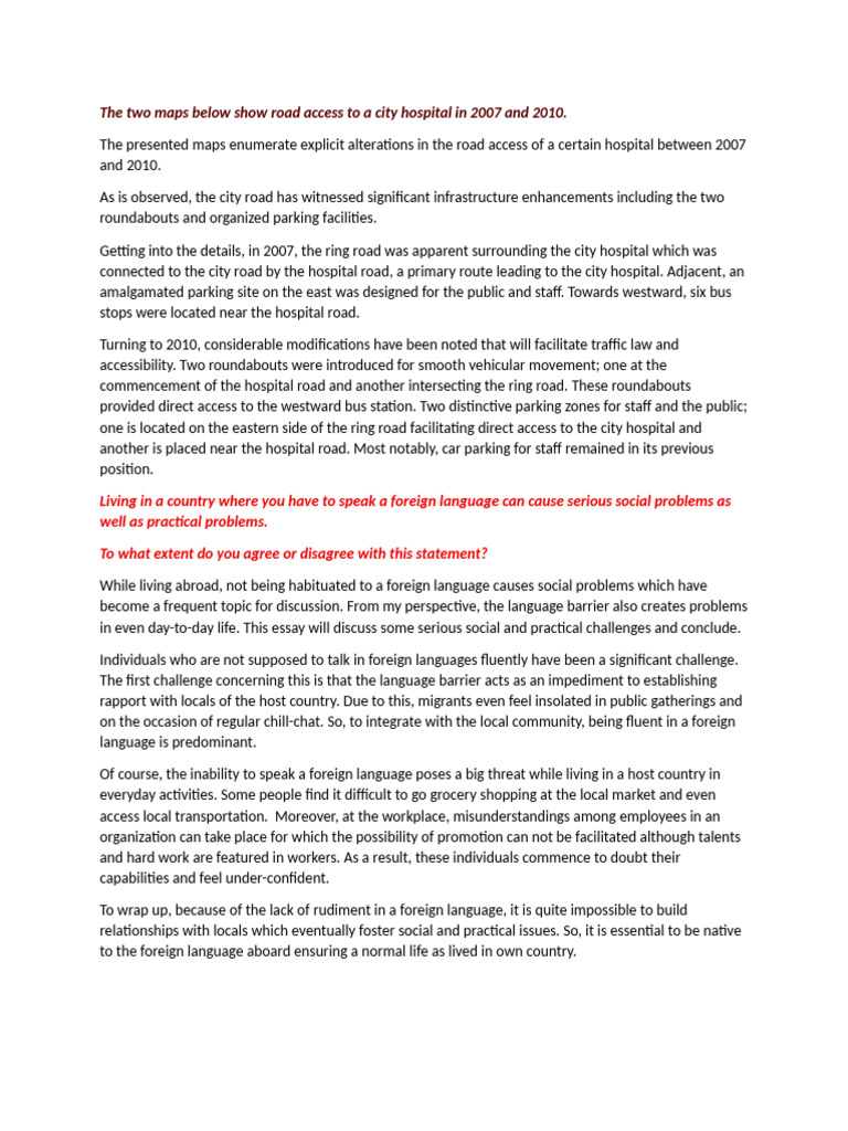 The Two Maps Below Show Road Access to a City Hospital in 2007 and 2010 ...
