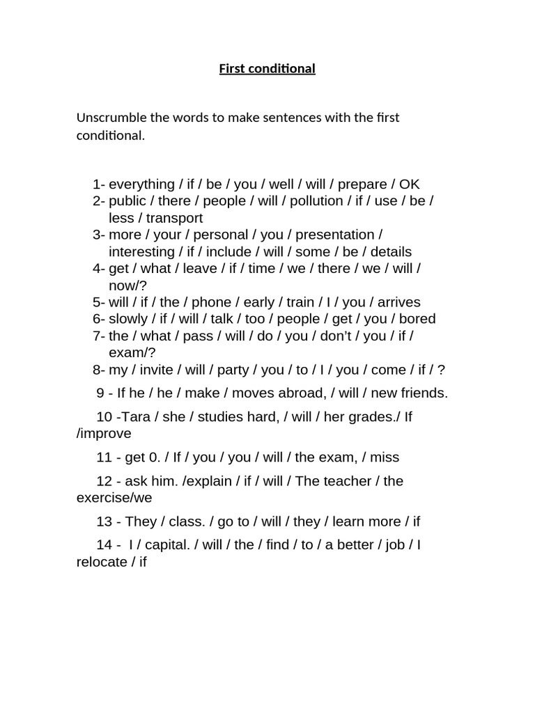 First Conditional Exercises | PDF