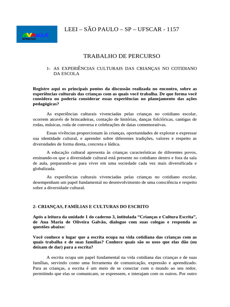 Trabalho de Percurso 1 e 2 | PDF | Escrita