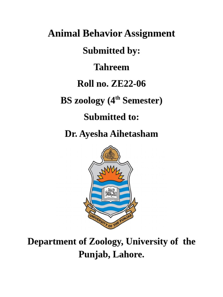 Assignment Animal Behavior | PDF | Sexual Selection | Natural Selection