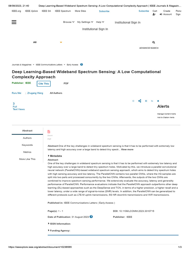 Deep Learning-Based Wideband Spectrum Sensing - A Low Computational Complexity Approach - IEEE ...