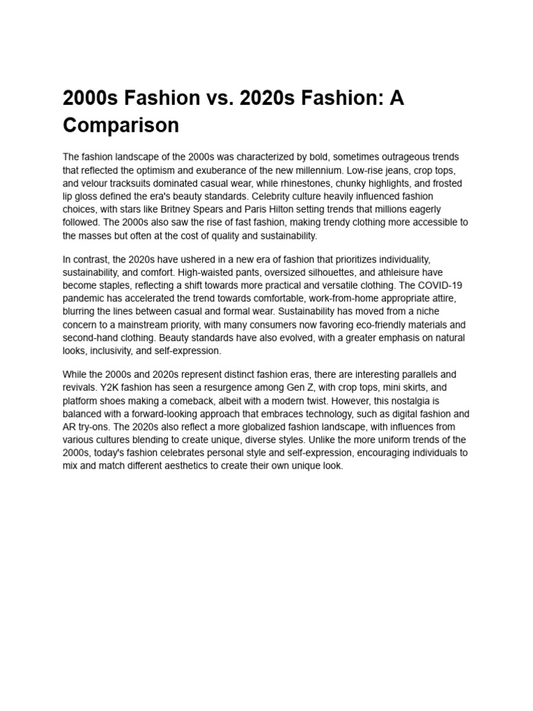 Notion AI - 2000s Vs 2020s Fashion | PDF