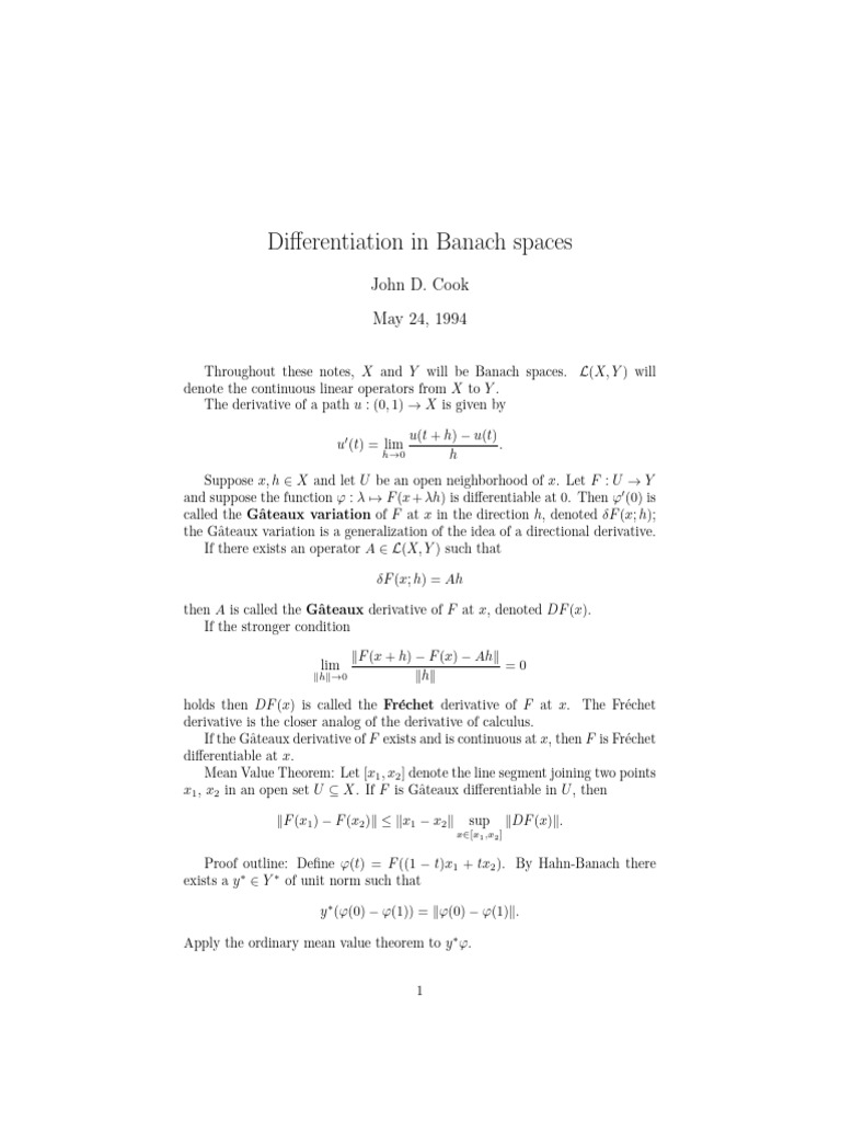 Differentiation in Banach Spaces | PDF