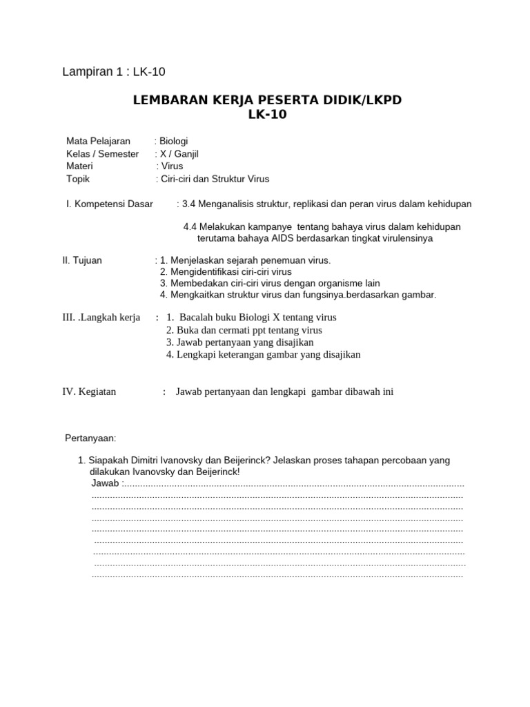 Lk-10 Ciri2 & Struktur Virus | PDF