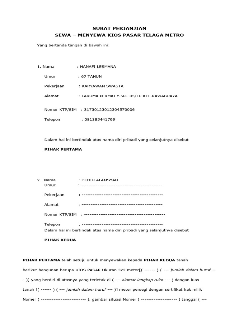 CONTOH Perjanjian Kios 1 | PDF