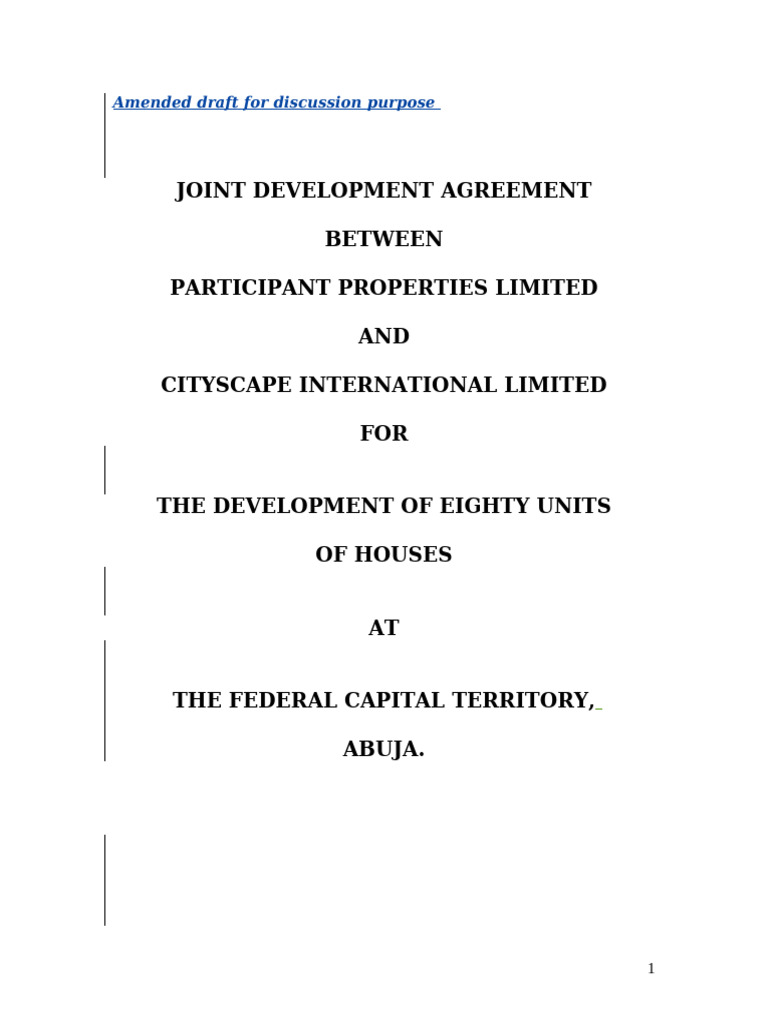 Joint Development Agreement-Participant Properties and Cityspace | PDF