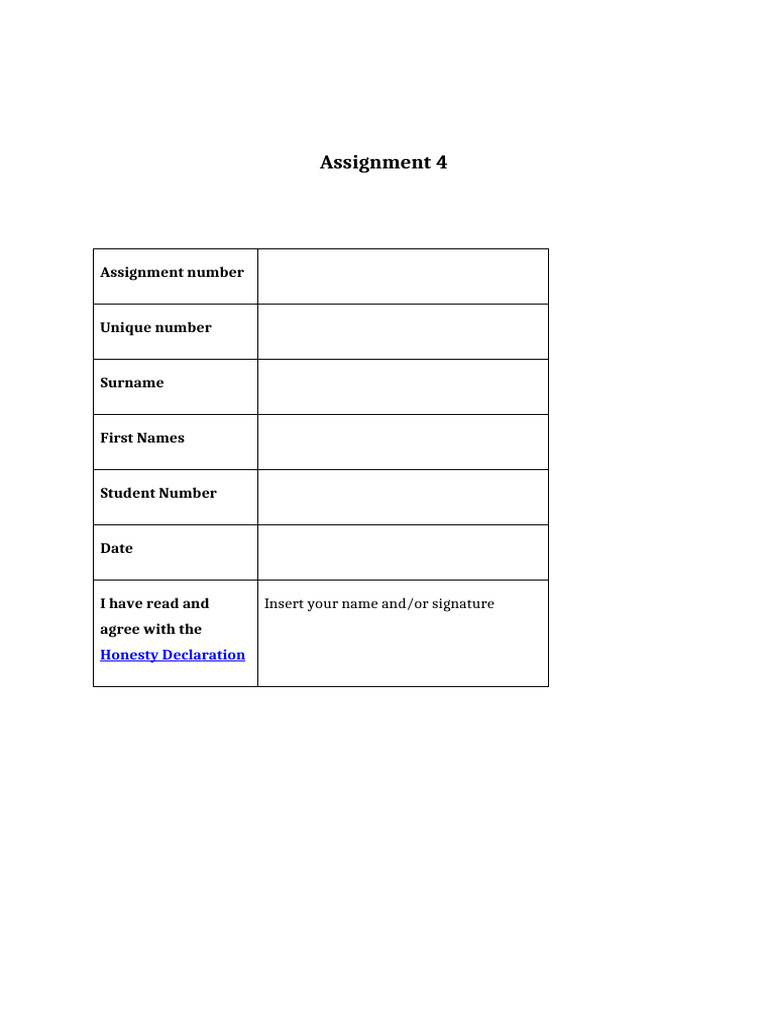Assignment Declaration Template | PDF