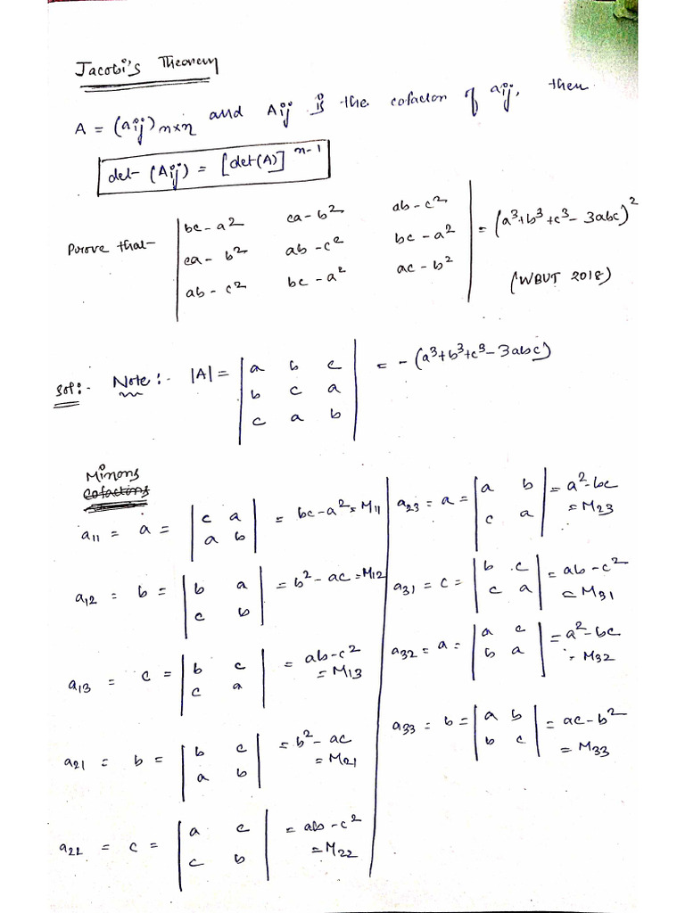 Jacobi's Theorem, Row and Column Trabsformation and Rank of A Matrix | PDF
