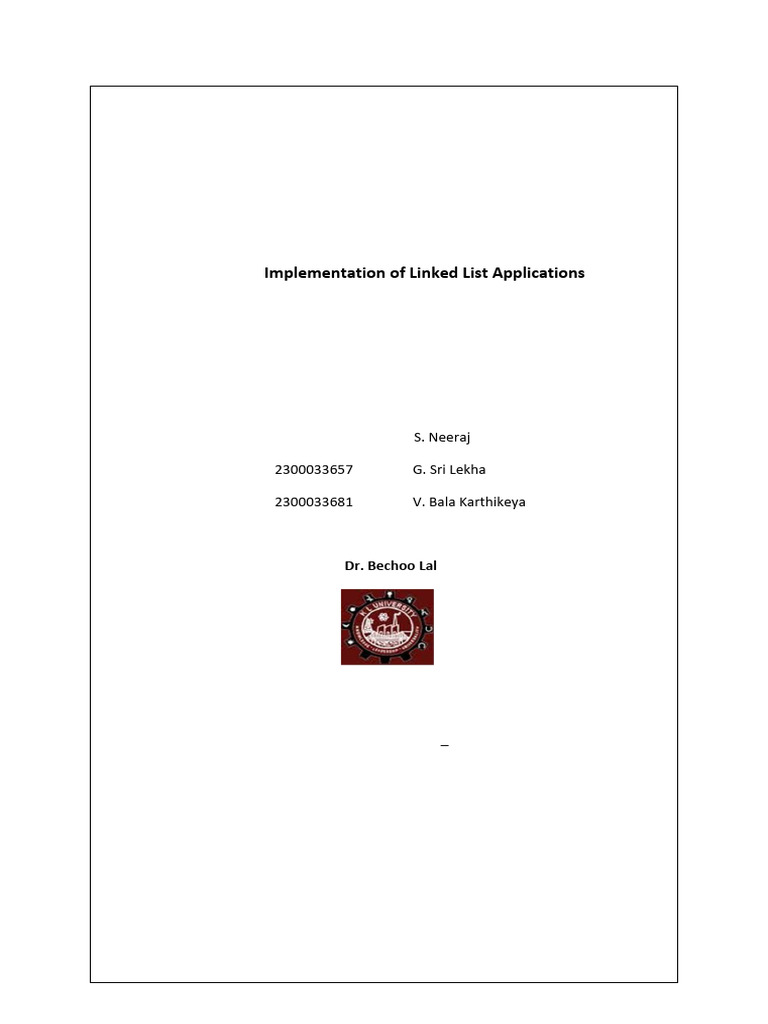 Implementation of Linked List Using C | PDF