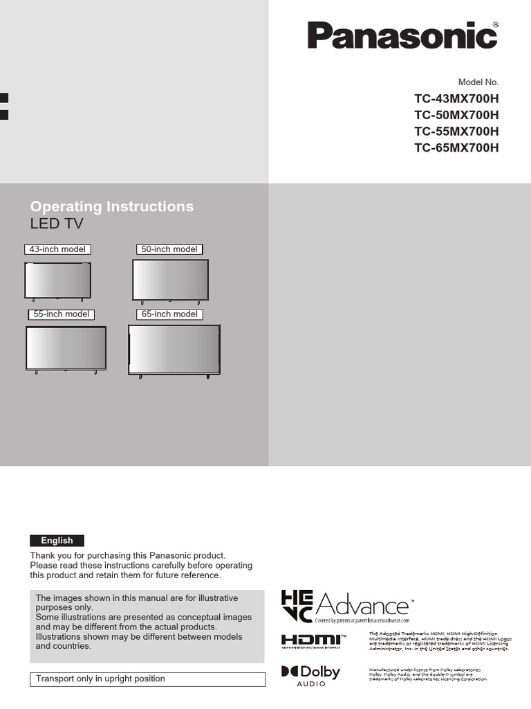 TV Panasonic TC-50MX700H - User Manual | PDF